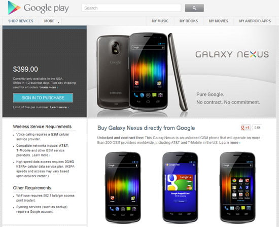 Google Nexus Devices now available through Google Play Store | DataReign
